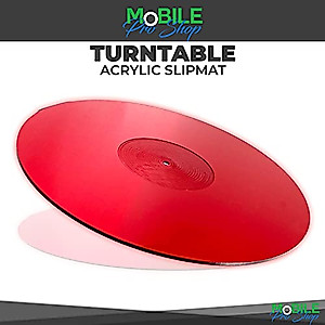 Mobile Pro Shop Acrylic Turntable Mat - Acrylic Slipmat for Vinyl LP Record Players - Improves Sound Quality & Provides Tighter Bass - Anti Static Platter mat (Red_lit)