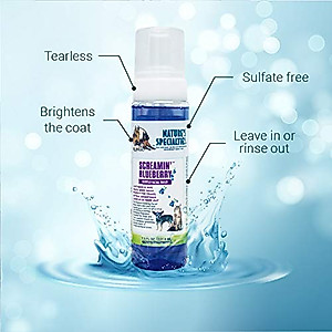 Nature's Specialties Screamin' Blueberry Dog Gentle Facial Wash for Pets, Natural Choice of Professional Groomers, Optical Brightener, Made in USA, 7.5 oz