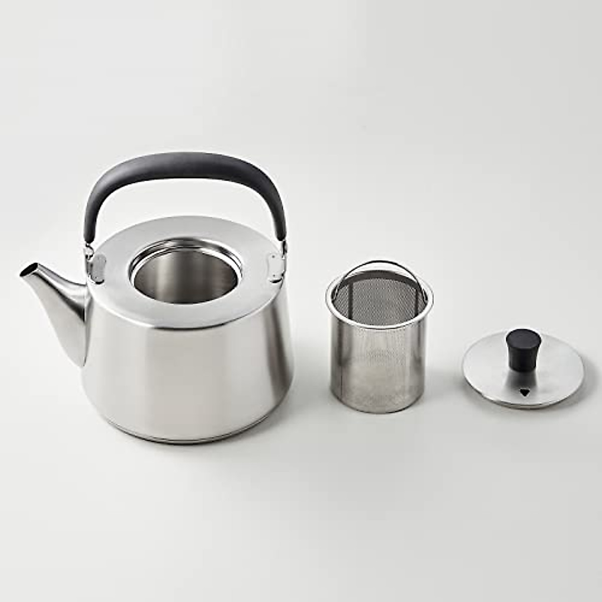 Dr.HOWS Deluxe Stainless Steel Tea Kettle Mini Stovetop 1.5L, Folding Silicone Ergonomic Handle, Easy to Clean, Small Teapot, Water boiler for Tea, Coffee