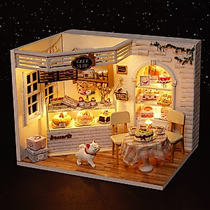 Kisoy Romantic and Cute Dollhouse Miniature DIY House Kit Creative Room Perfect DIY Gift for Friends,Lovers and Families (Cake Diary)