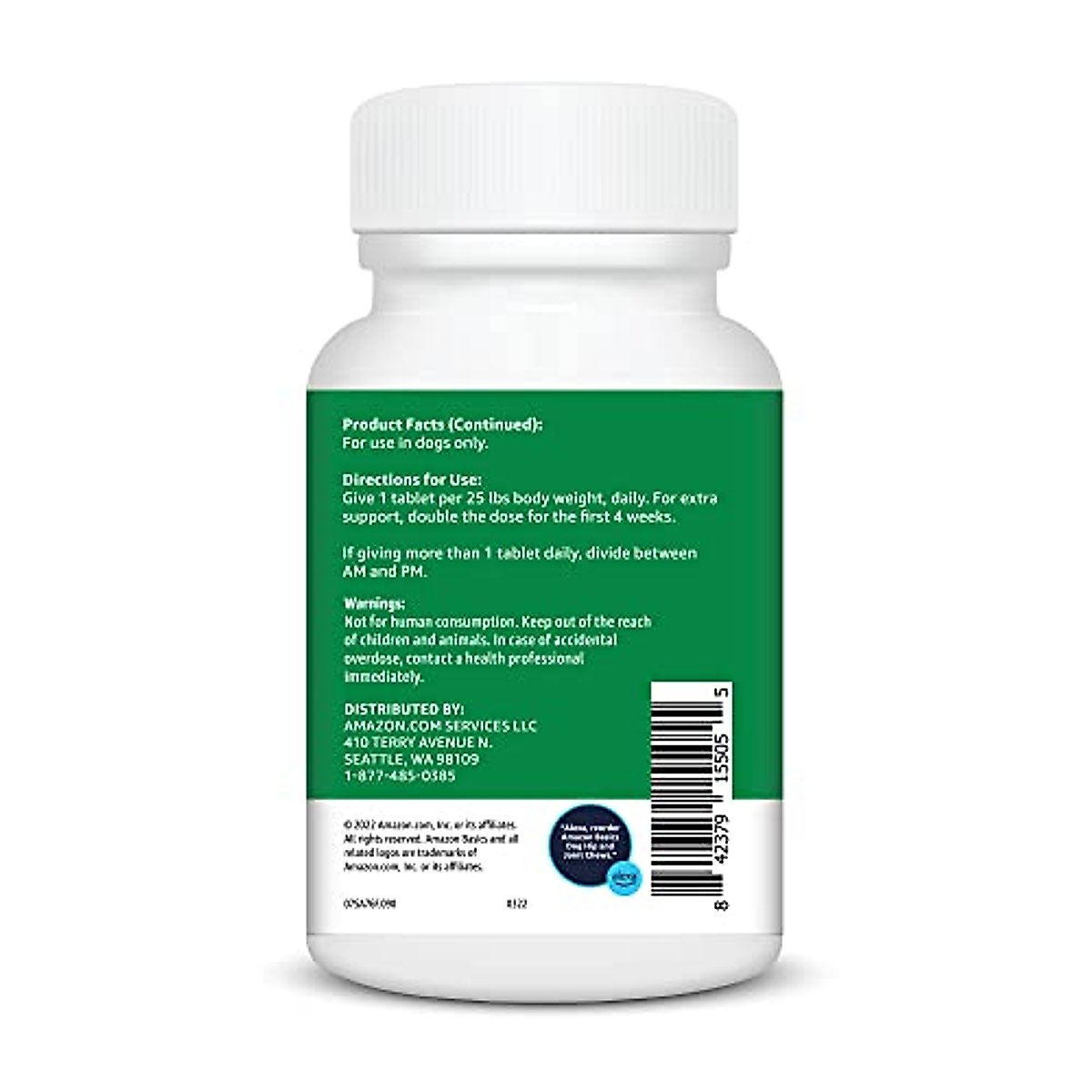 Amazon Basics Dog Hip & Joint Chewable Tablets, Duck Flavored, 90 Count (Previously Solimo)
