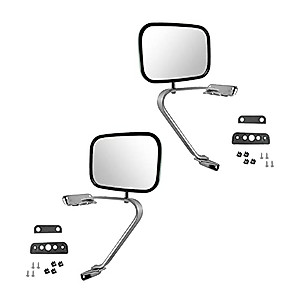 Side View Manual Mirrors Stainless Steel Pair Set for Ford F-Series Pickup Truck