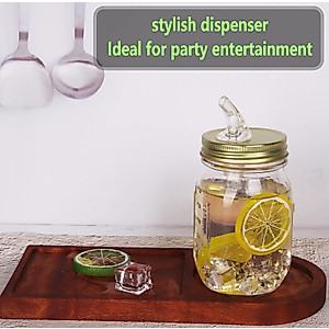 Mason Jar Pour Spouts. free flow Mason Jar Pour Spouts, mason jar for spout regular mouth size 70mm dispenser germination cover. Suitable for any liquid. Leak-Proof,Gold (2-Pack + 2 Black Lid Caps)