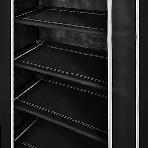 QJBSAVVA Fabric Shoe Cabinet with Cover 23" x 11" x 42" Black,Shoe Rack Organizer Closet Show Rack Shoe Bench Closet Shelf Suitable for doorways, Front Rooms, bedrooms