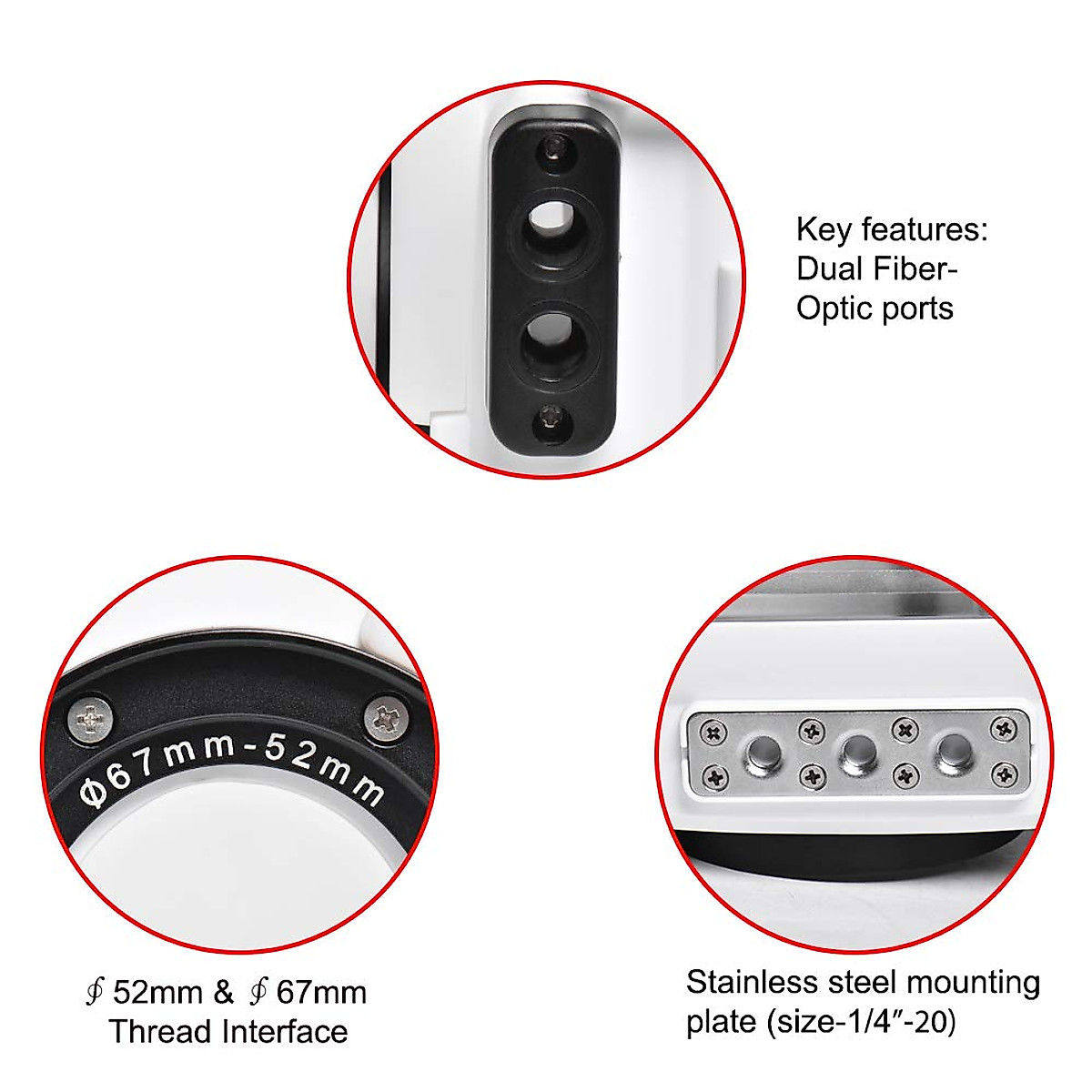 Seafrog WPC-TG6 Waterproof housing case Underwater Diving 195FT/60M Works for Olympus TG-6 Cameras White(Housing + Red Filter)