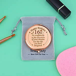 Sweet 16 Birthday Gifts for Girls Inspirational Gift for Her Compact Makeup Mirror for Friend Sister 16 Year Old Girl Gifts Happy 16th Birthday Gifts for Niece Daughter Travel Makeup Mirror
