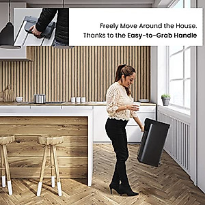 Home Zone Living 13 Gallon Kitchen Trash Can, Large Stainless Steel Liner-Free Body, 50 Liter Capacity, Matte Black, Virtuoso Series