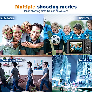 4K 64MP Digital Camera for Photography, Compact Vlogging Camera for YouTube with WiFi 18X Zoom,Point&Shoot Camerawith Auto Focus, Selfie Screens,32GB SD Card,Travel Video Camera for Beginners Kids