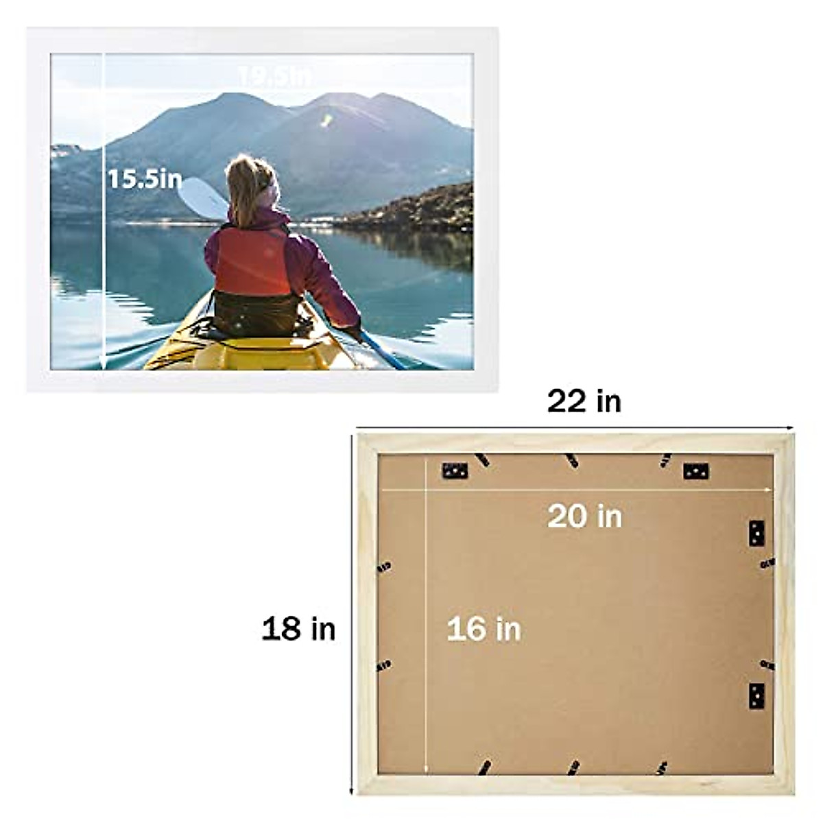 Golden State Art, 16x20 Picture Frame Made of Solid Pine Wood And Hd Tempered Glass - Horizontal And Vertical Wall Display, 1 Pack, White