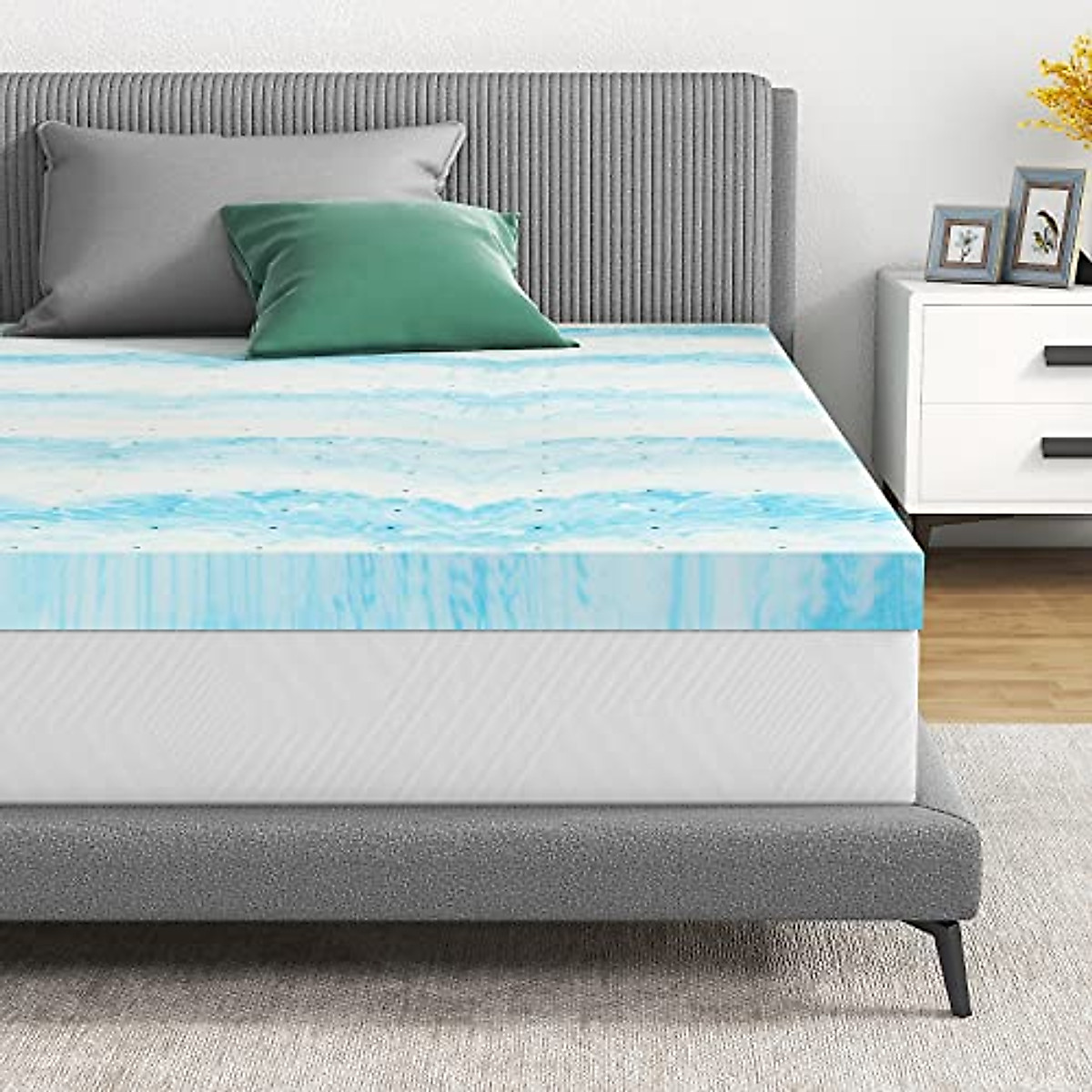 Airdown Mattress Topper, 3 Inch Gel Infused Memory Foam Mattress Topper, Full