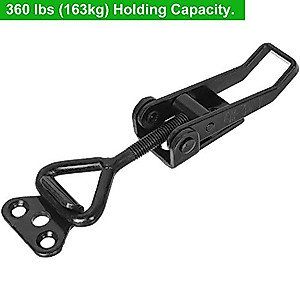 8PCS Adjustable Toggle Clamp 360 lbs Holding Capacity Toggle Latch Hasp Clamp GH-4001 Lockable Quick Release Pull Latch Black Metal Draw Latch for Door, Box Case Trunk, Smoker Door, Jig