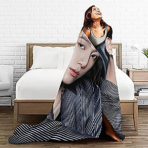Jungkook Jeon Jung Kook Soft and Comfortable Warm Fleece Blanket for Sofa,Office Bed car Camp Couch Cozy Plush Throw Blankets Beach Blankets … (Black, 50"x40")