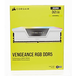 CORSAIR VENGEANCE RGB DDR5 RAM 32GB (2x16GB) 6200MHz CL36 Intel XMP iCUE Compatible Computer Memory - White (CMH32GX5M2B6200C36W)