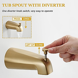 Tohlar Gold Shower Faucet Set with Tub Spout, Bathtub and Shower Faucet Combo Kit & Tohlar Brushed Gold Kitchen Faucet Single Handle High Arc Kitchen Faucets