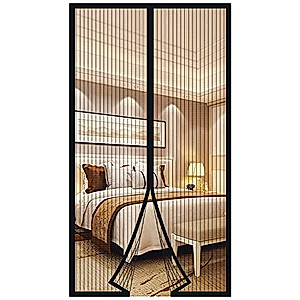 METAONLY Magnetic Screen Door Fits Door Size 32" x 80", Actual Screen Size 34" x 81", Screen Door Mesh,Door Screen Magnetic Closure for Patio Door Enjoy Air Fresh-Black