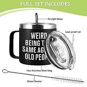 Birthday Gifts for Men Women - 14oz Coffee Tumbler Mug - Unique Funny Gift Ideas for Grandpa Dad Father Husband Him 30th 40th 50th 60th 70th 80th from Daughter Son Friends