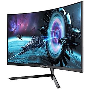 Sceptre Curved 27" FHD 1080p Gaming Monitor up to 165Hz DisplayPort 144Hz HDMI Edge-Less AMD FreeSync Premium, Build-in Speakers Machine Black 2021 (C275B-1858RN)