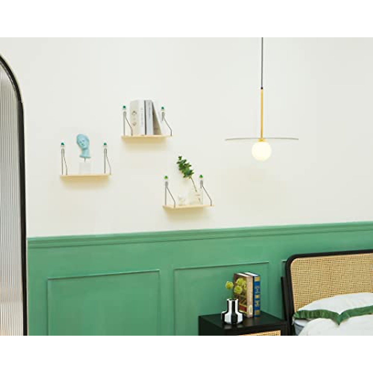 QsQueen Floating Shelves Set of 3 Rustic Solid Wood Floating Shelf Wall Storage Shelves for Living Room, Bedroom, Bathroom, Kitchen