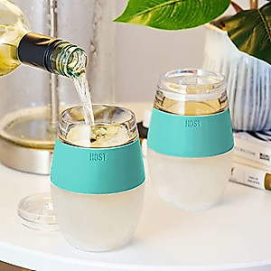 Host Wine Freeze Cup Set of 2 - Plastic Double Wall Insulated Wine Cooling Freezable Drink Vacuum Cup with Freezing Gel, Wine Glasses for Red and White Wine, 8.5 oz Mint - Gift Essentials