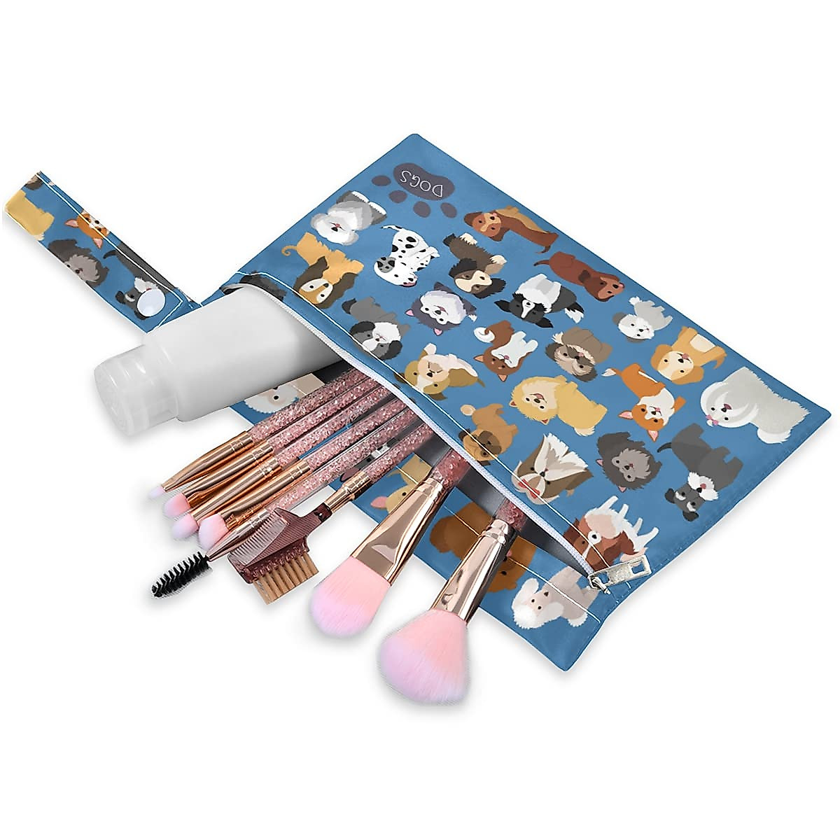 Dog Puppy Wet Dry Bags Animal Paw Print Waterproof Baby Cloth Diaper Bags with Two Zippered Pockets Beach Travel Bag for Swimsuit&Wet Cloth 2pcs