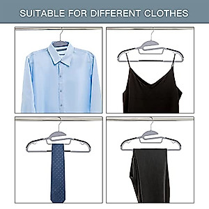 Cimlord 50PC Neck Saver Coat Hanger - Thin Space Saving Clothes Hangers with Non-Slip Rubber Pad, Closet Suit Hangers for Clothing, Pants, Jeans, Durable Plastic Gray Slim Hanger