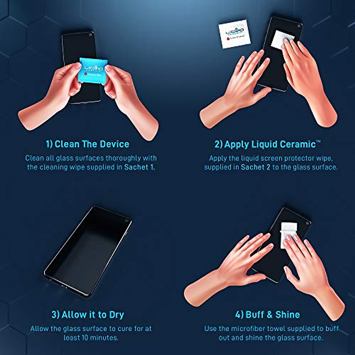 LIQUID CERAMIC Glass Screen Protector Wipe On Scratch and Shatter Resistant Nano Protection for All Phones Tablets Smart Watches - Universal