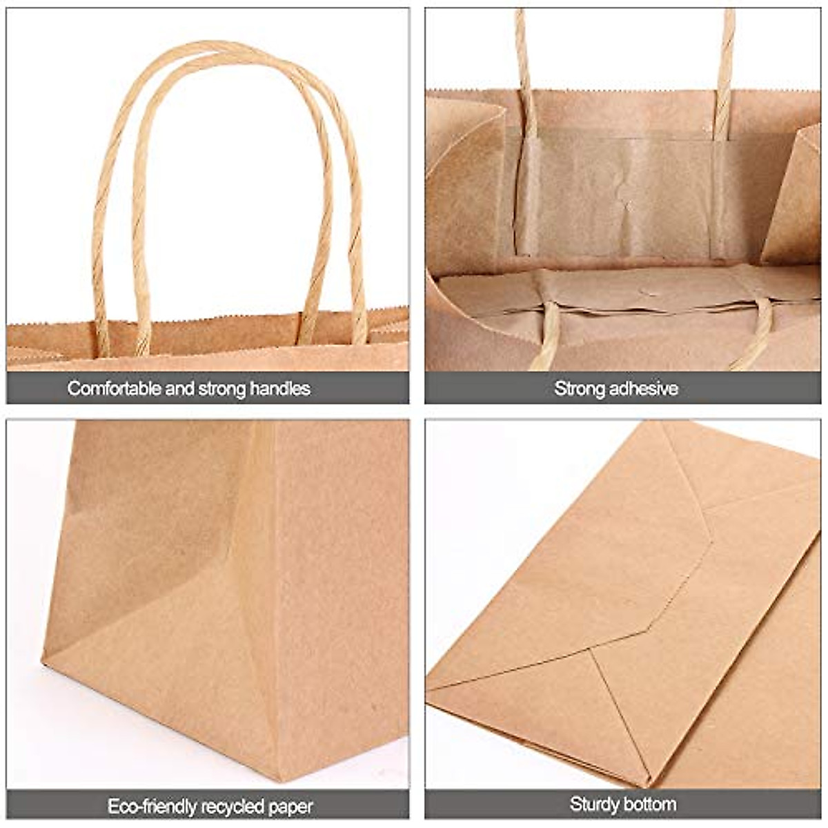 Ecicdo 50 Pieces 5x3x8 Inches Kraft Paper Gift Bags with Handles, Small Paper Bags with Handles, Paper Party Favor Bags