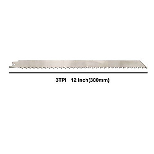 12 Inch Stainless Steel Reciprocating Saw Blades for Meat, 3TPI Big Tooth Unpainted Reciprocating Saw Blades for Food Cutting, Big Animals, Frozen Meat, Beef, Sheep, Cured Ham, Turkey, Bone - 5pack