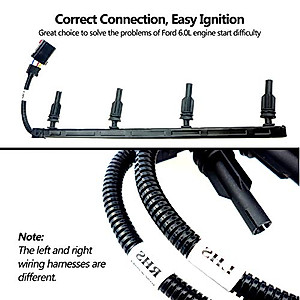 6.0L Powerstroke Glow Plug Wire Wiring Harness Set Fit for Ford 2003 6.0l Diesel Super Duty F250 F350 F450 F550, Right & Left Pigtial Connector Harness Replace 3C3Z-12A690-AA 3C3Z-12A690-BA 12A690