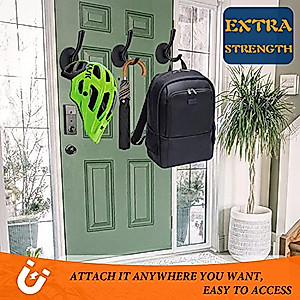 MUTUACTOR Magnetic Coat Hooks,Heavy Duty Magnetic Hooks Double Metal Hooks,Strong Black Coat Hooks for Hanging Clothes Hats Bags Jacket Hangers in Kitchen Classroom (2Pack)