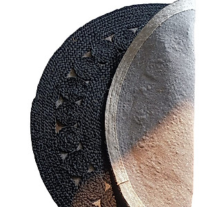 100% Jute Handwoven Round Black (2 x2 ft)