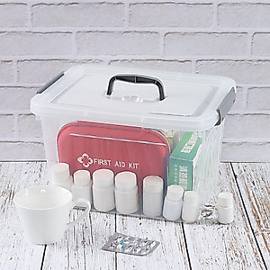 Xeabia 12 Quart Clear Storage Latch Box with Handles, Plastic Organizing Bin with Lid, 6 Packs