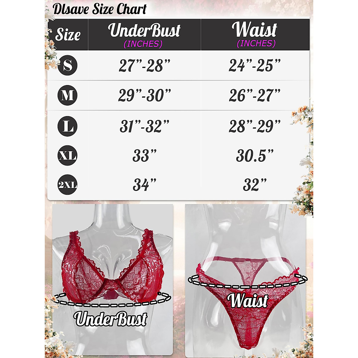 Dlsave Sexy Lingerie for Women Lace V Neck Push Up Lingerie Sets White