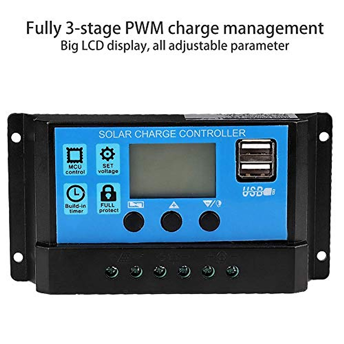 Aramox Solar Charge Controller, 12V-24V MPPT Solar Battery Solar Charge Controller PWM Controller 60A/50A/40A/30A/20A/10A(50A)