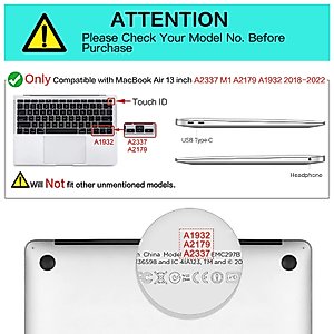 MOSISO Compatible with MacBook Air 13 inch Case 2022 2021 2020 2019 2018 Release A2337 M1 A2179 A1932 Retina Display with Touch ID, Plastic Hard Shell Case & Keyboard Cover & Wipe Cloth, Avocado Green