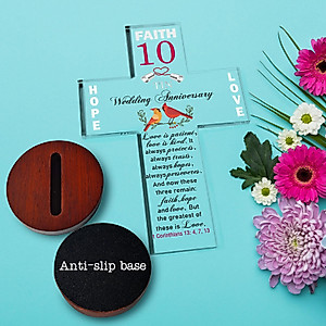 10 Year Anniversary Christian Gifts for Couples, 10th Wedding Anniversary Thoughtful Gifts Ideas, Best Tin Anniversary Present for Him, Her, Wife, 10th Anniversary Decorative Cross with Bible Verse.