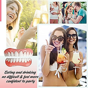 Fake Teeth, 2 PCS Veneers Dentures Socket for Women and Men, Dental Veneers for Temporary Tooth Repair Upper and Lower Jaw, Protect Your Teeth and Regain Confident Smile, Bright White-5-5