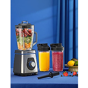 ACOQOOS Blenders for Kitchen, Smoothie Blender with 50oz Glass Jar And 2 Travel Bottles, Blender for Shakes and Smoothies For Crushing Ice, Frozen Fruits, BPA Free