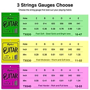 POGOLAB Guitar Strings, Acoustic Guitar Strings, 6 Strings Set, Hexagonal Carbon Core 75/25 Bronze, Light, 11-52, 10 Packs