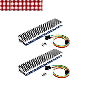Onyehn 2pcs MAX7219 Dot Matrix Module(Red Light) 4 in 1 Display for Arduino Microcontroller with 5Pin Line(Christmas Decoration DIY Letters Electronic Display)