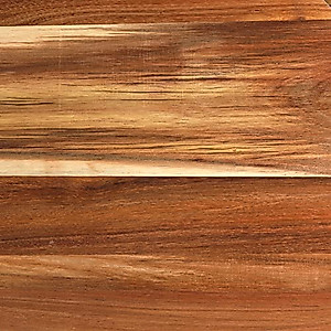 Elsjoy 13 Inch Round Wooden Serving Tray, Acacia Wood Tray Decorative Ottoman Tray with Handles, Acacia Serving Tray for Ottoman, Breakfast, Raised Edge