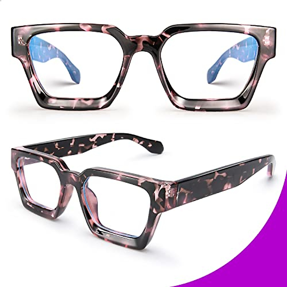 VISOONE Blue Light Blocking Glasses with TR90 Rectangle Frame and Chic Preppy Look for Women Men RIVER