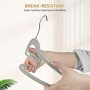 20 Pack of Grey Velvet Non-Slip Suit Hangers with 360°Swivel Hook - Heavy Duty, Space Saving, and Perfect for Adult Clothing.