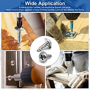 MroMax M2x6mm 304 Stainless Steel Self Tapping Machine Screws Full Threaded Phillips Pan Head with Washer Screw Fasteners Silver Tone 50Pcs