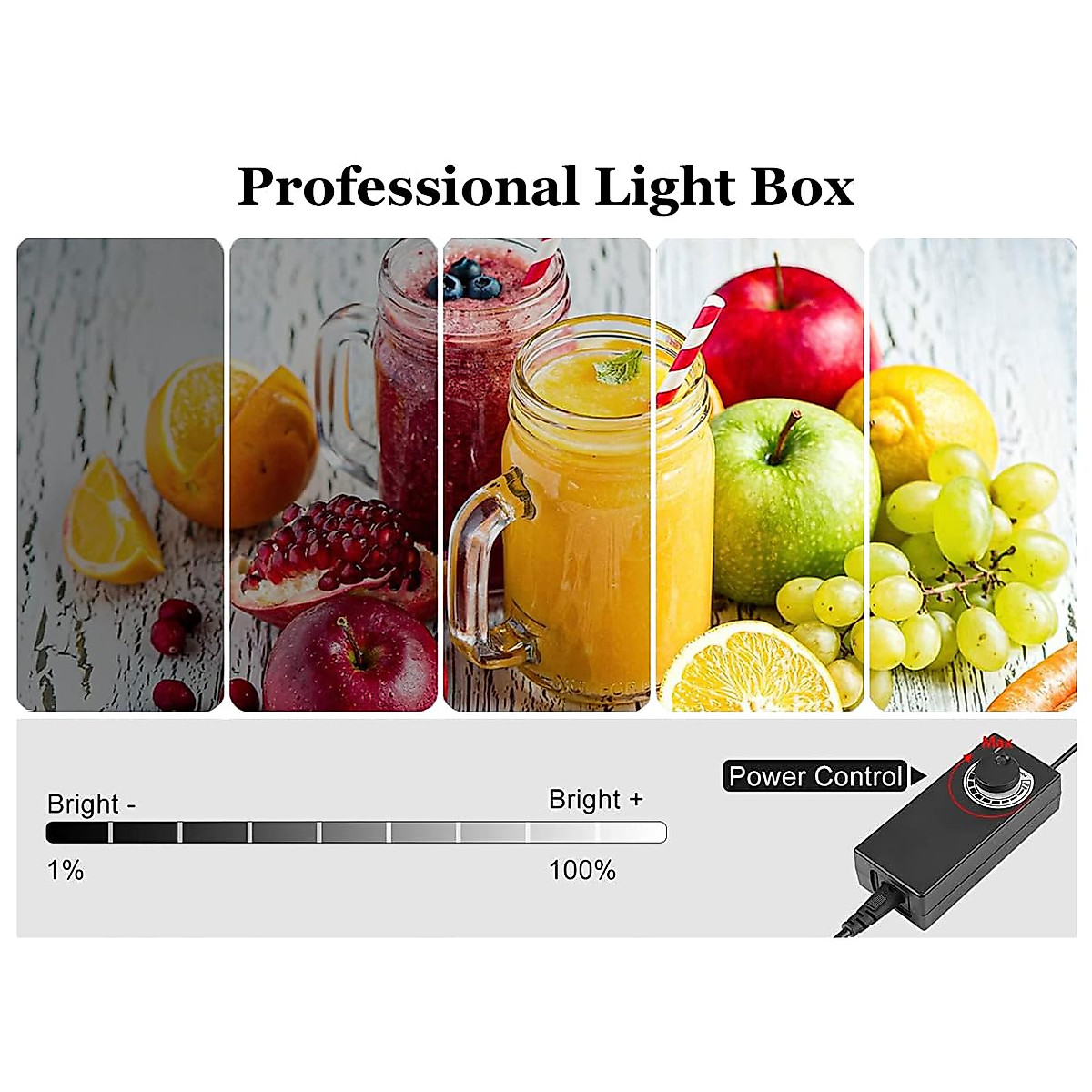 Lightbox, GLZ 24x24 Inch Photo Studio Light Box Shooting Tent Kit with Dimmable and Movable LED Lights, Carry Bag and 3 Color backdrops for Photoshoot (White Black Orange)