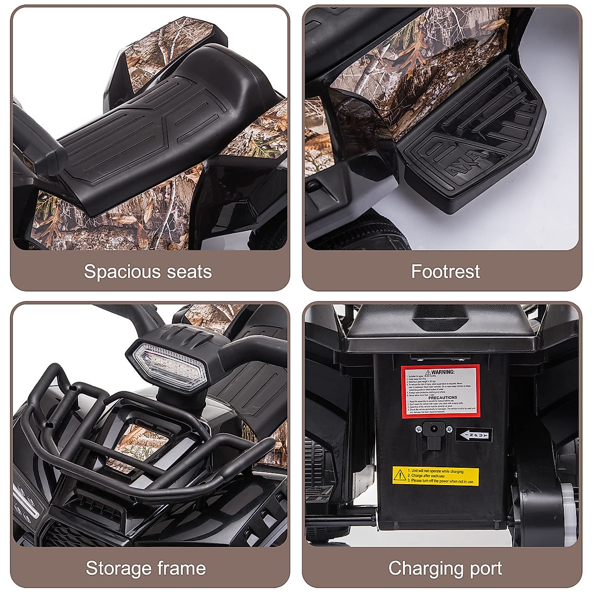 6V Electric Kids ATV Quad with Headlights, MP3, USB - For 18-36 Month Boys and Girls