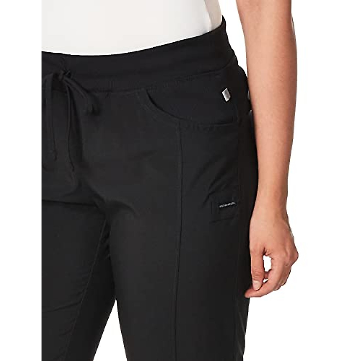 Cherokee Infinity Women Scrubs Pant Low Rise Straight Leg Drawstring 1123A, L, Black