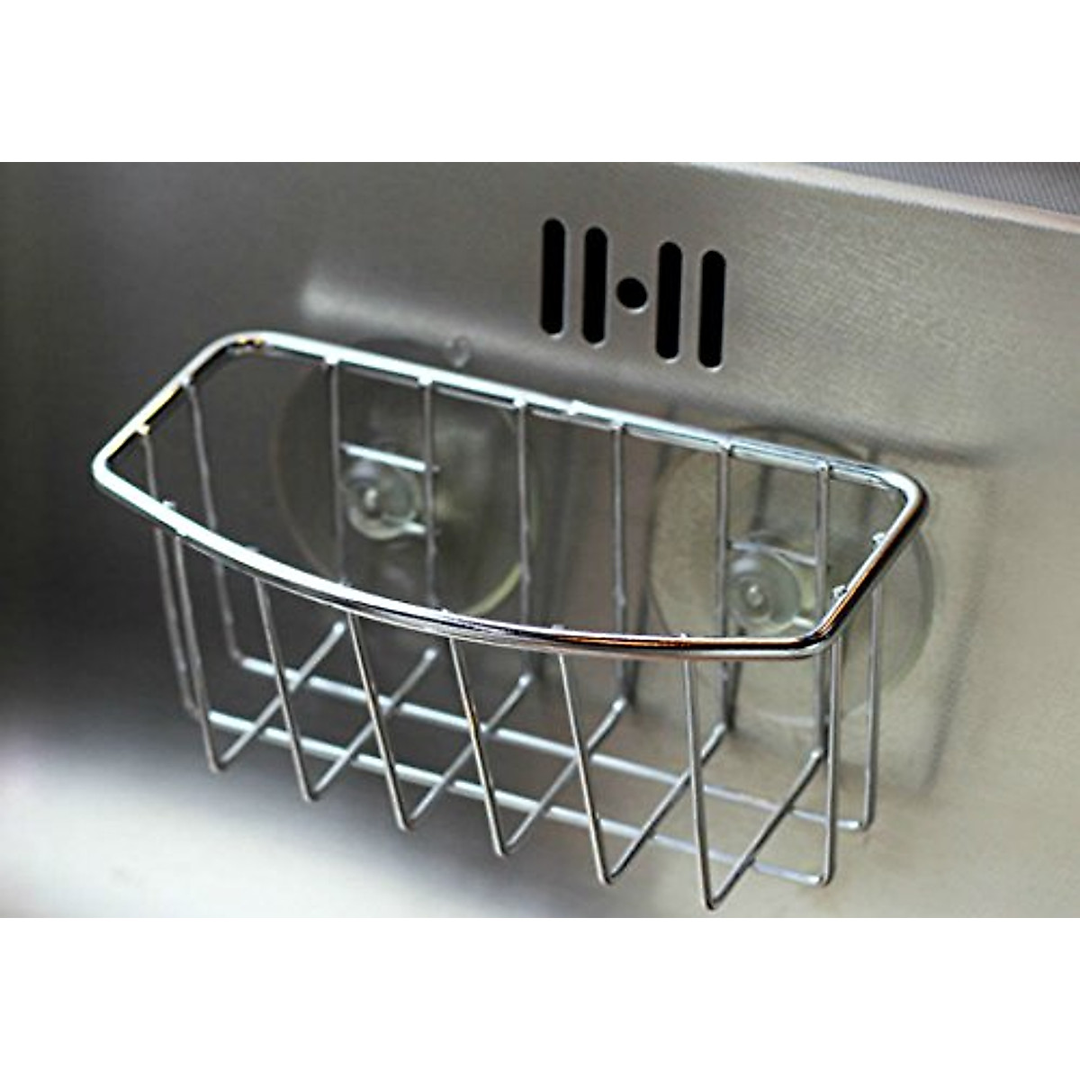 Neat-O Deluxe Chrome-Plated Steel Large Suction Cups Kitchen Sink Sponge Storage Organizer Holder
