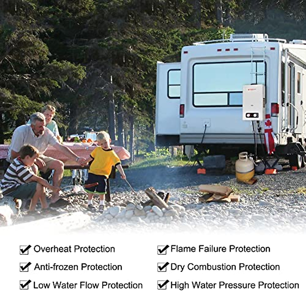 Camplux 2.64 GPM Tankless Propane Water Heater, Outdoor Portable Gas Water Heater with Overheating Protection, Instant Propane Hot Water Heater for RV, Camping, Cabins, Barns, White