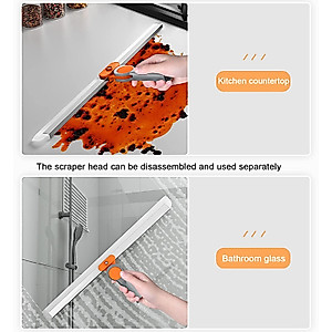 Floor Scraper, Long Handle Wiper Broom, Multi-Purpose Rotating Floor Scraper, Wet and Dry, Kitchen Sweeping Hair, Tile Pet Hair Floor Glass Window Water Foam Deep Cleaning